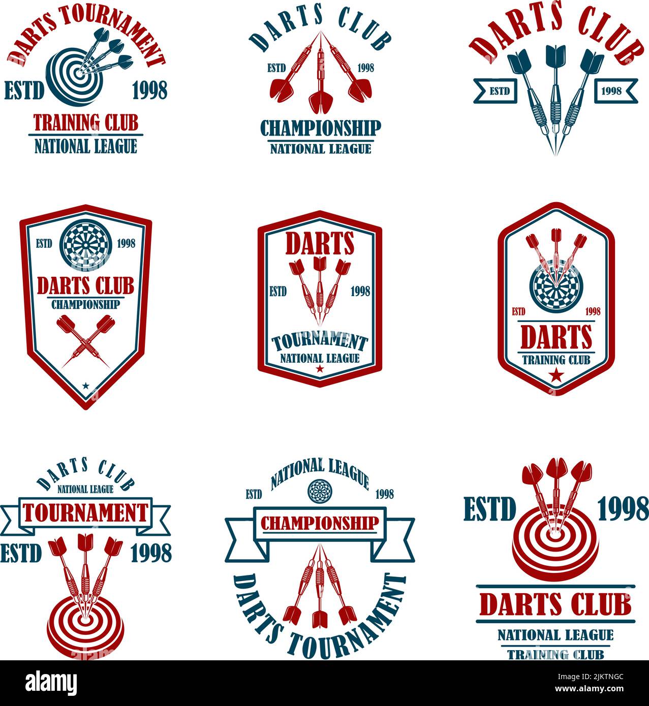 Set of emblems with darts. Design element for logo, label, sign, emblem ...
