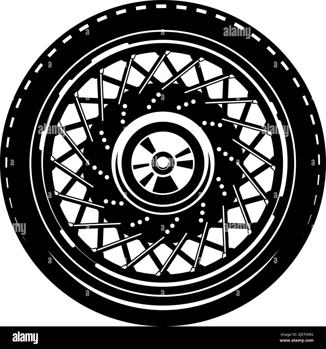 Wheel illustration in monochrome style. Design element for logo, label ...