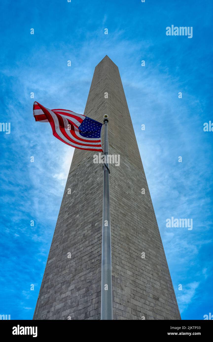 The Washington DC, nation's Capital, monuments with the USA flag from ...