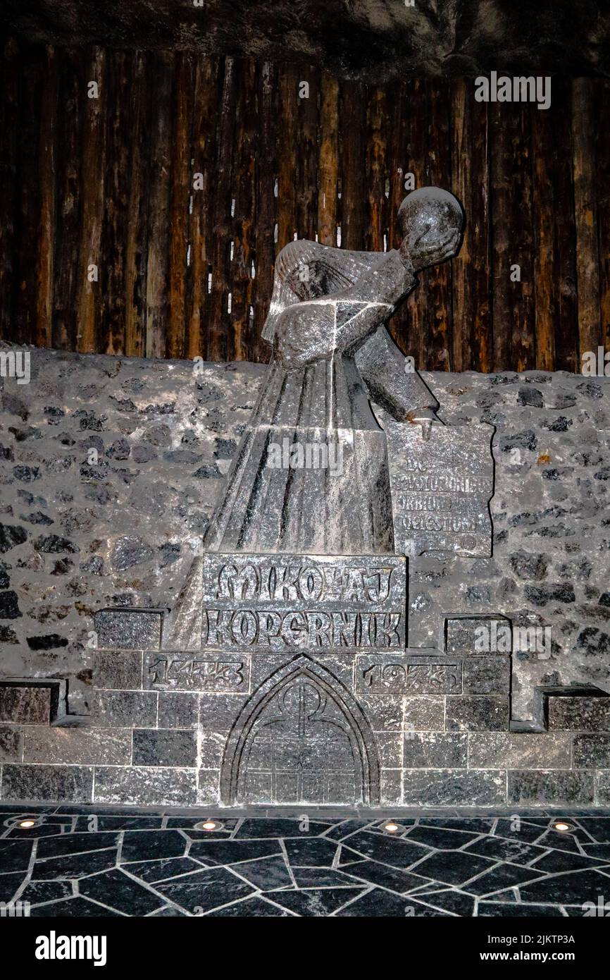 A vertical shot of the Monument to Nicolaus Copernicus carved from a ...