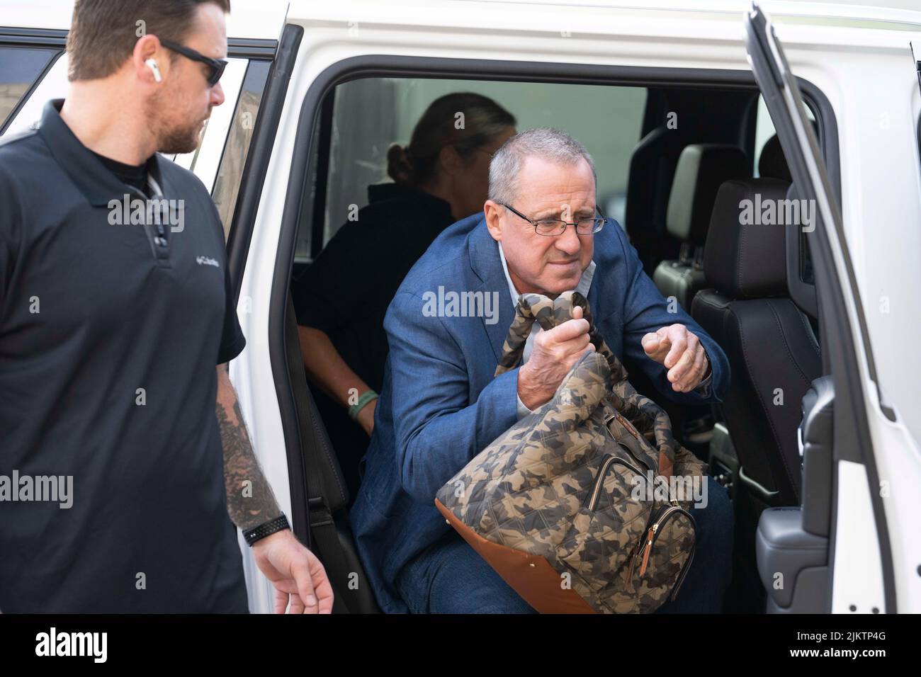 Austin, TX, USA. 3rd Aug, 2022. Flanked by heavy security, father NEIL ...