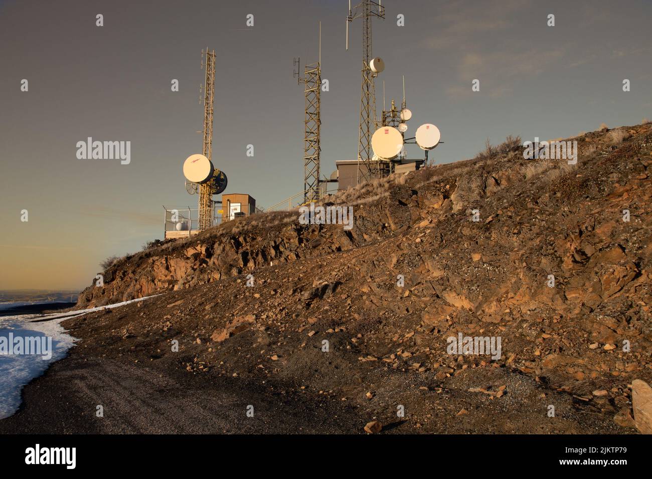 The antennas in the base station on the rocky shore Stock Photo - Alamy