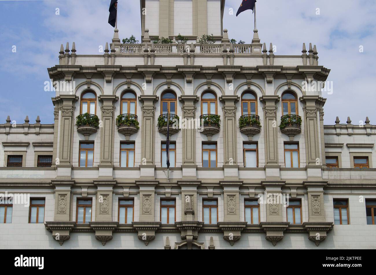 The facade of the Edificio Fenix building beside the Plaza San Martin in Lima, Peru Stock Photo ...