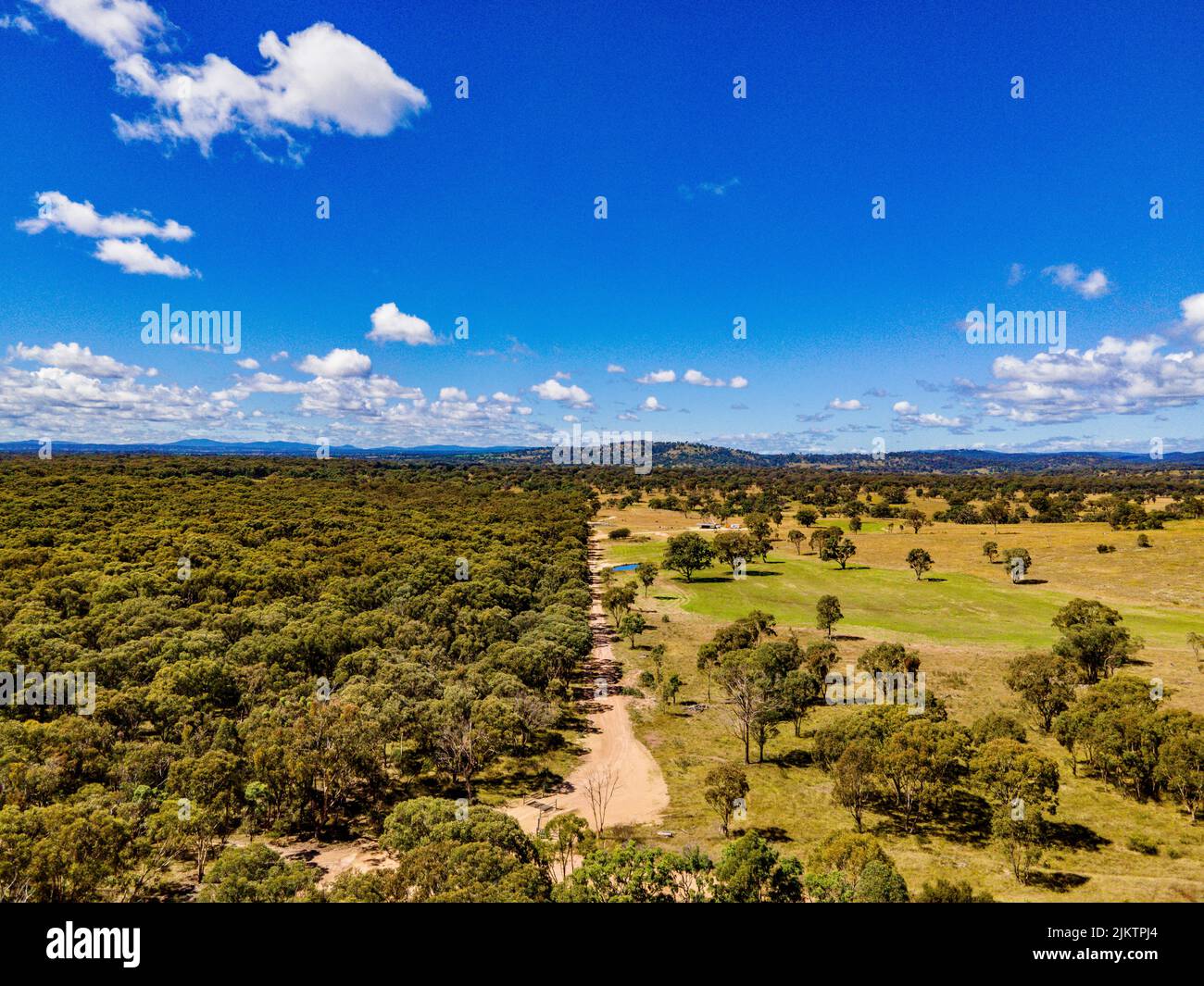 An aerial view of the lush green forests of Emmaville, Australia under ...