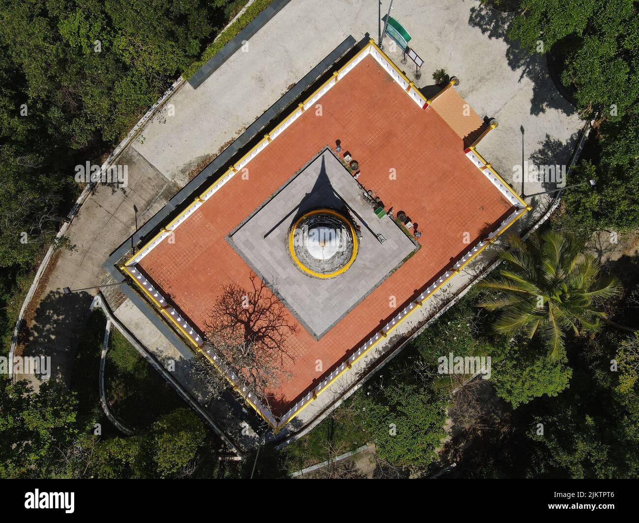 An aerial top view of the famous Coral Pagoda landmark in Thong Nian ...
