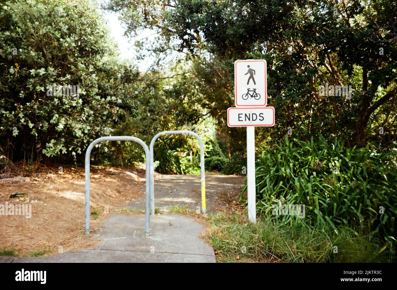 A bicycle road and ends sign at public park Auckland Stock Photo - Alamy
