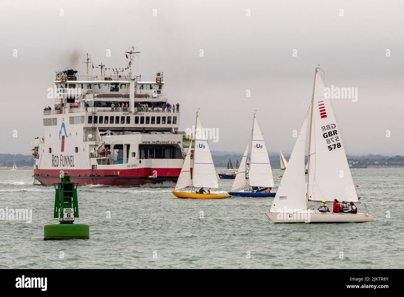 yachts racing in the solent off the coast of the isle of wight during ...