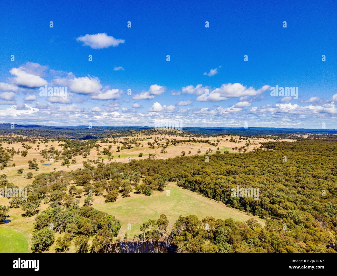 An aerial view of Bushland, Dams, and Countryside at Emmaville, New ...