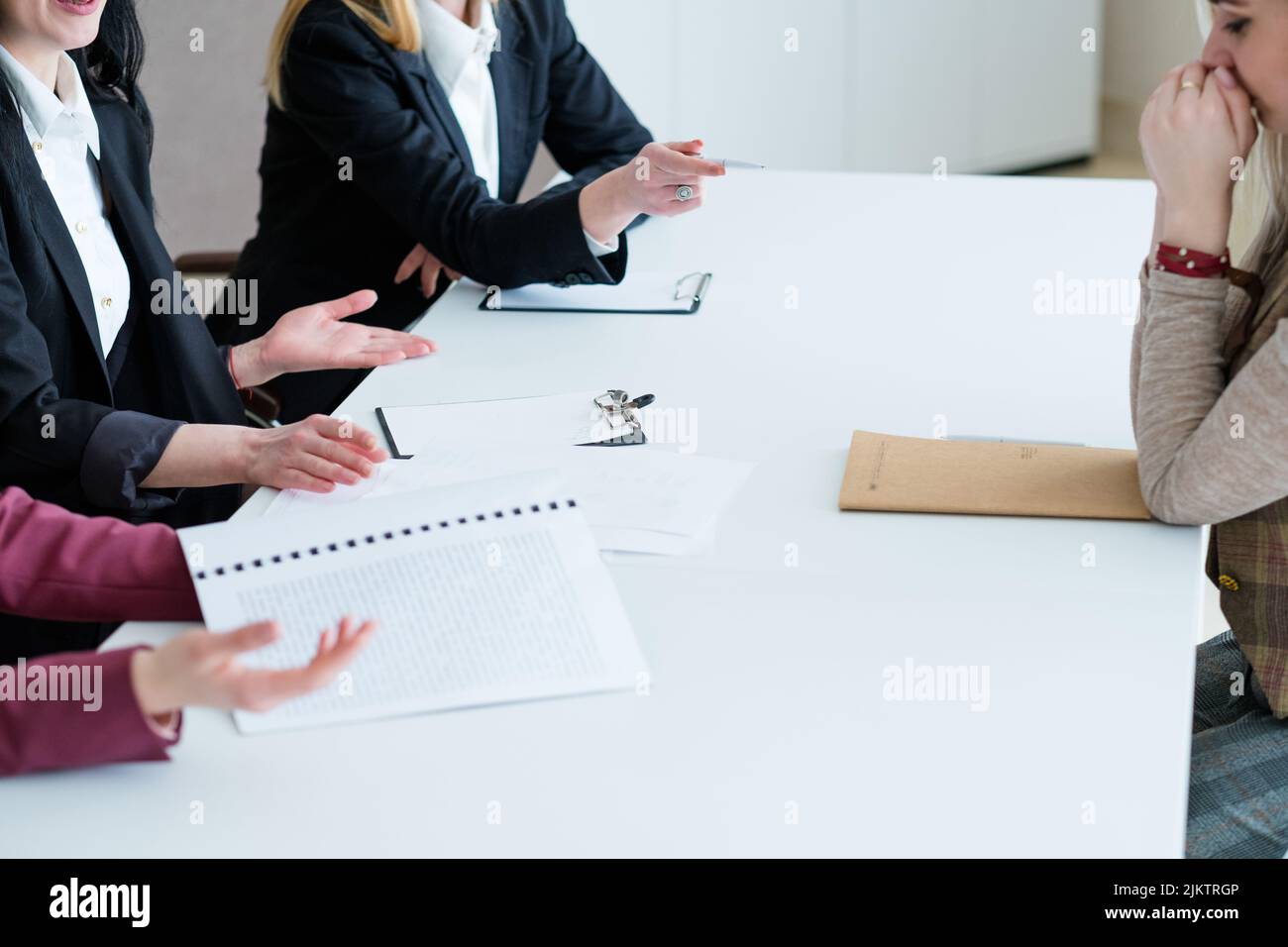 boss reproach employee business woman reprimand Stock Photo - Alamy