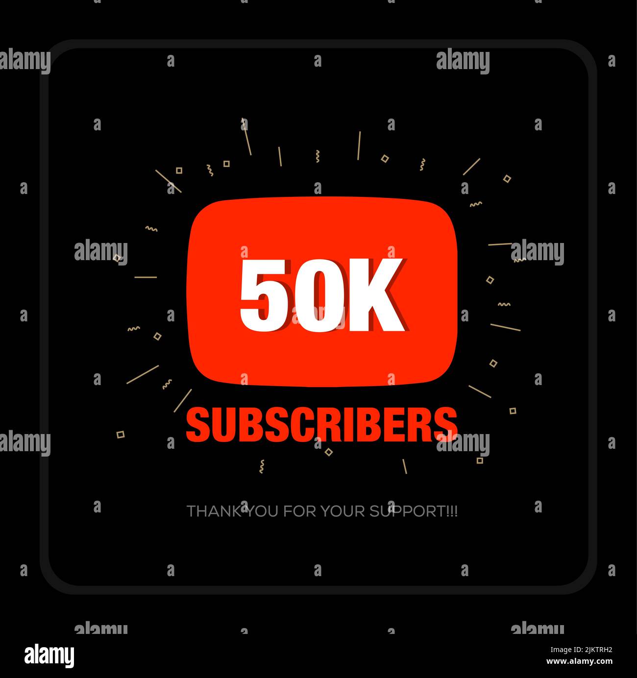 The red and white blog channel 50k subscribers celebration logo Stock ...
