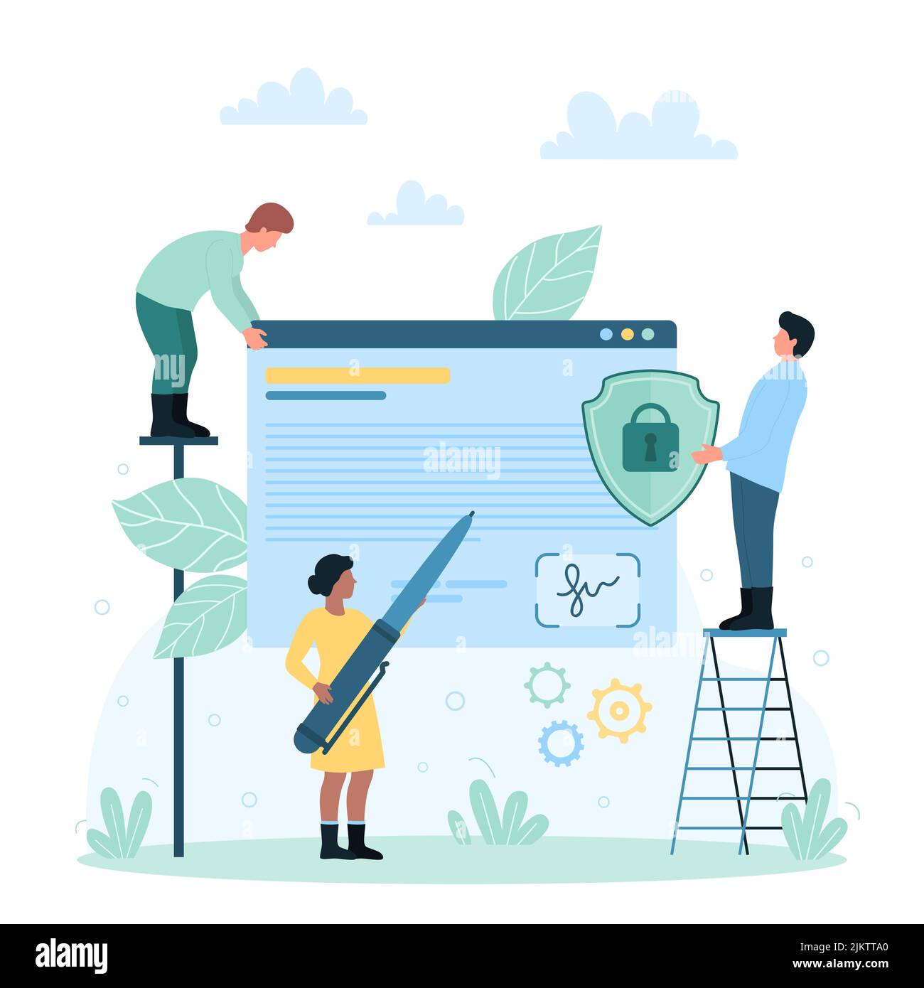 Digital signature for online signing documents vector illustration ...