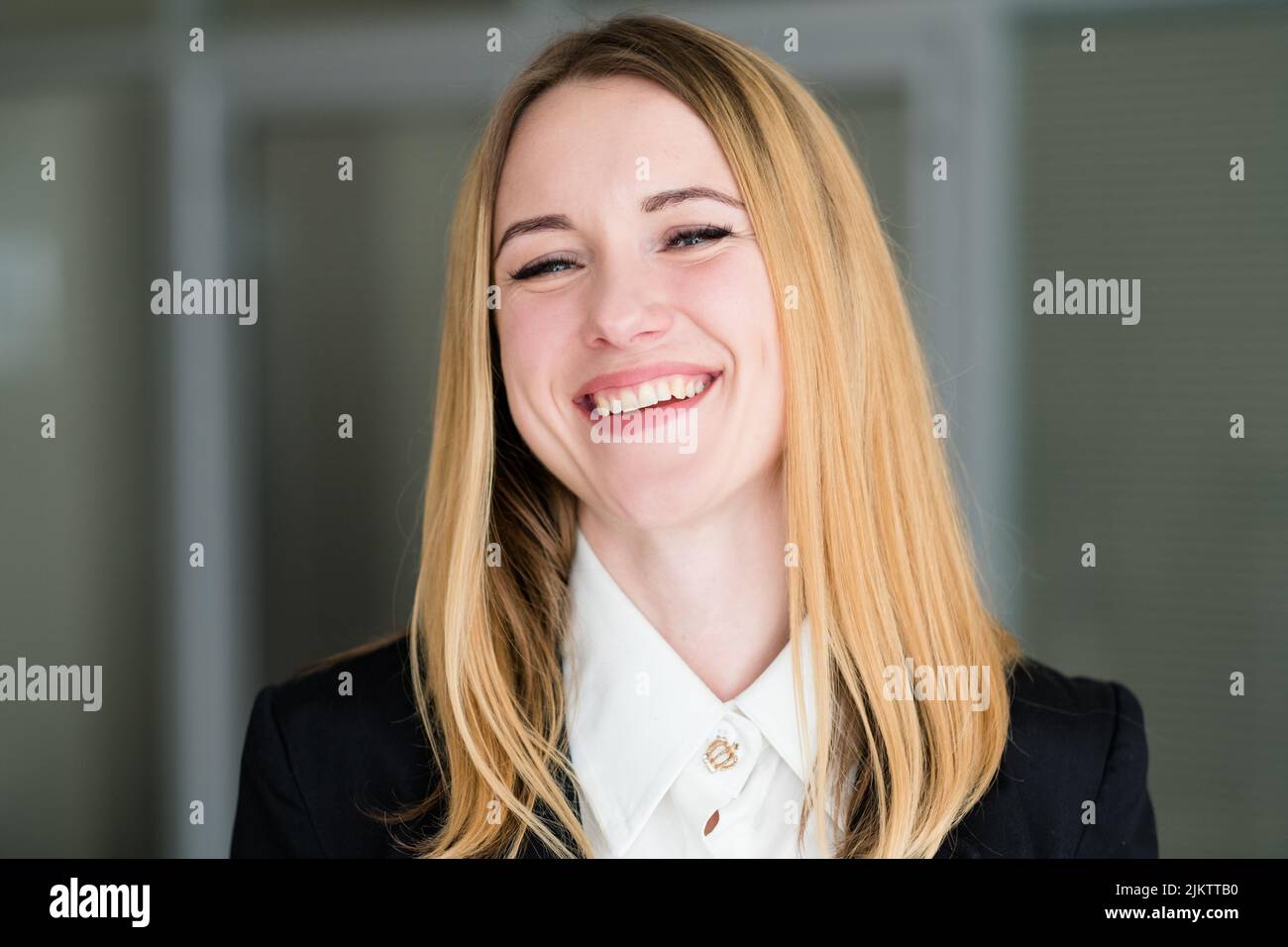 emotion face happy smiling joyful delighted woman Stock Photo - Alamy