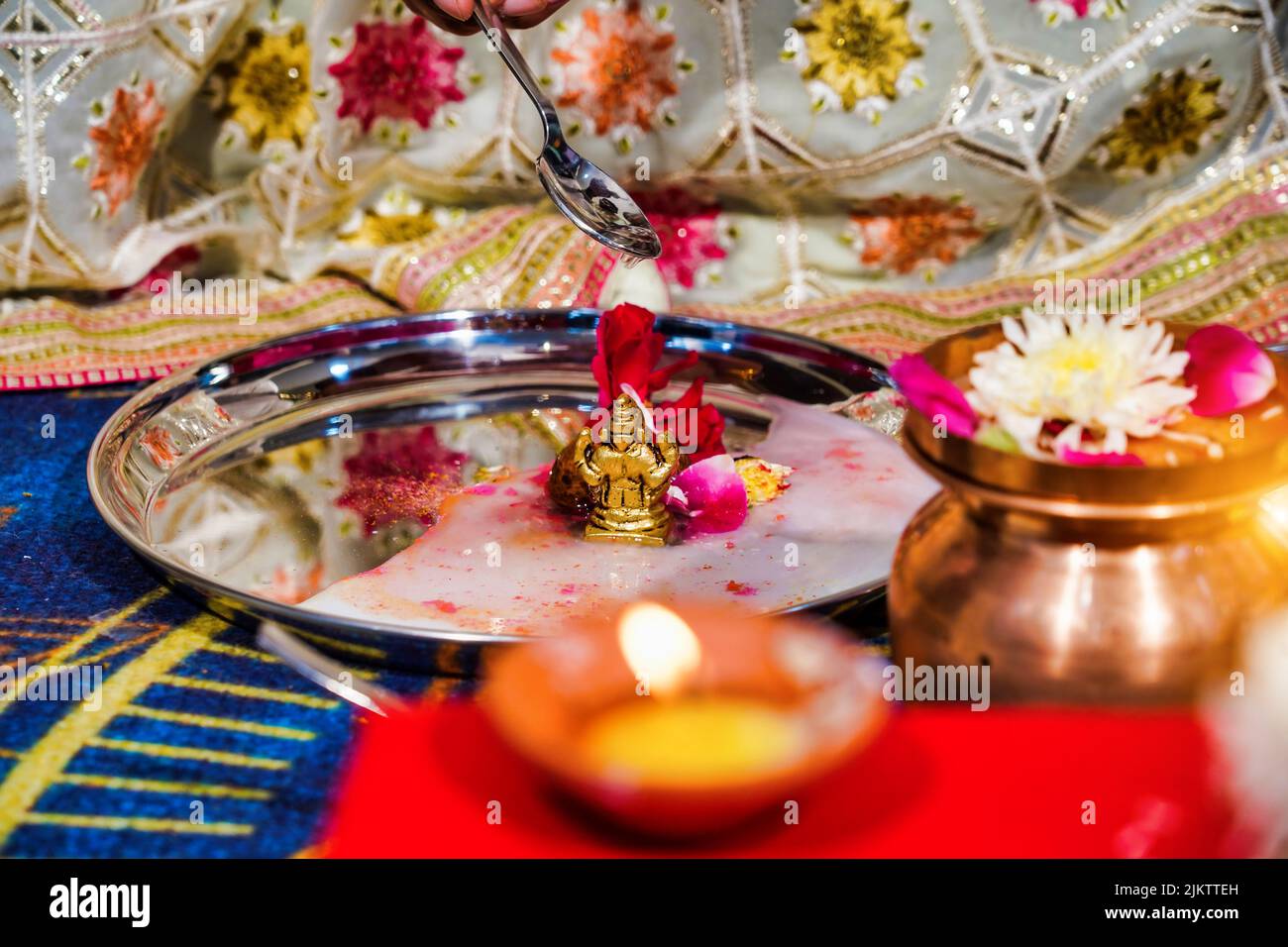 A Closeup of details of Indian traditional hindu ceremony, kanyadan ...
