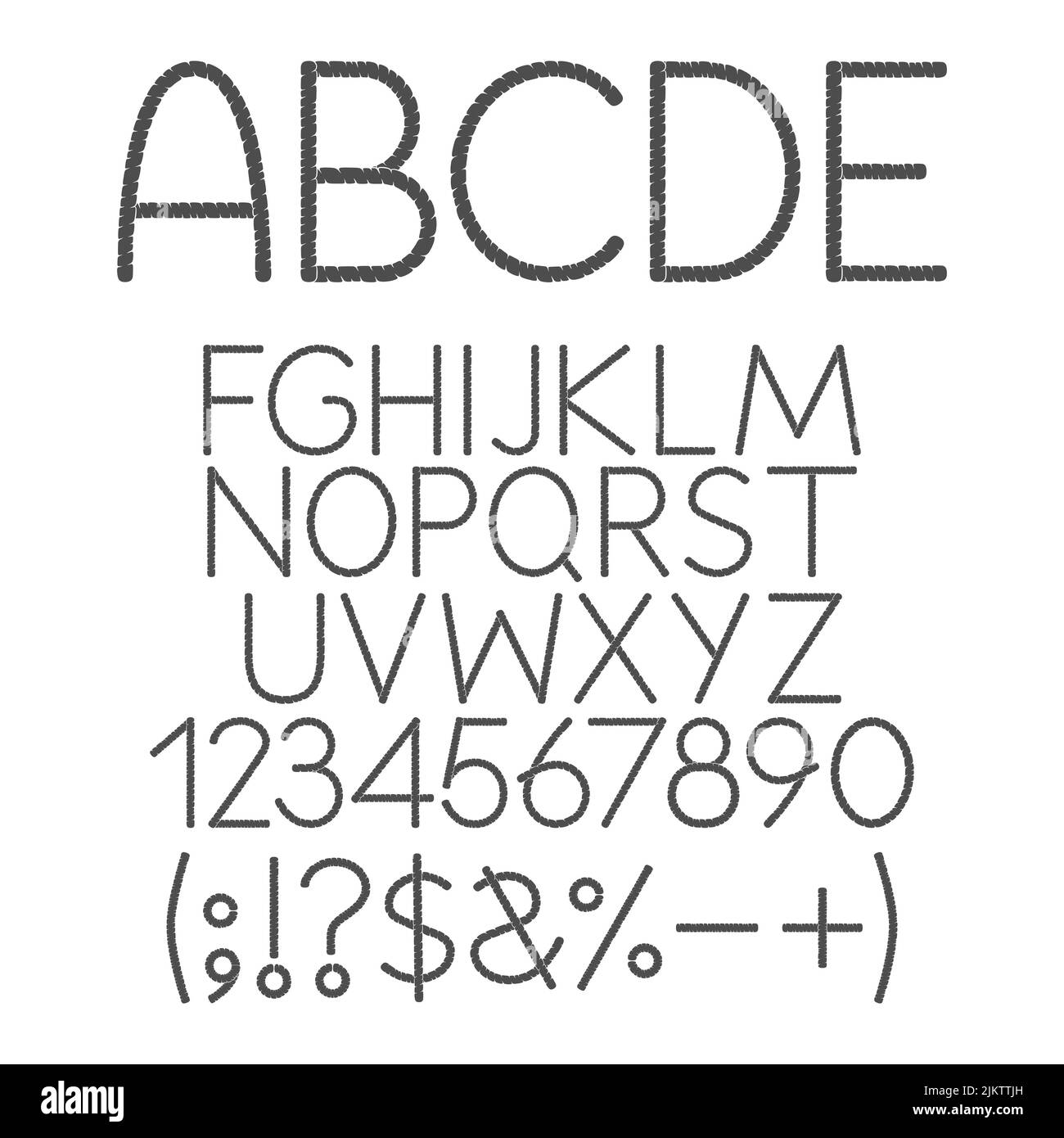 Font, alphabet, letter, number and sign from dreadlocks. Isolated black ...