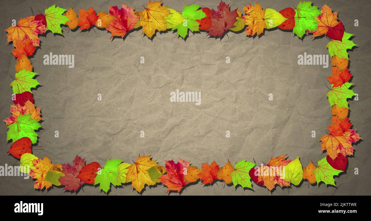 Animated background. Animated frame of autumn leaves copy space on ...