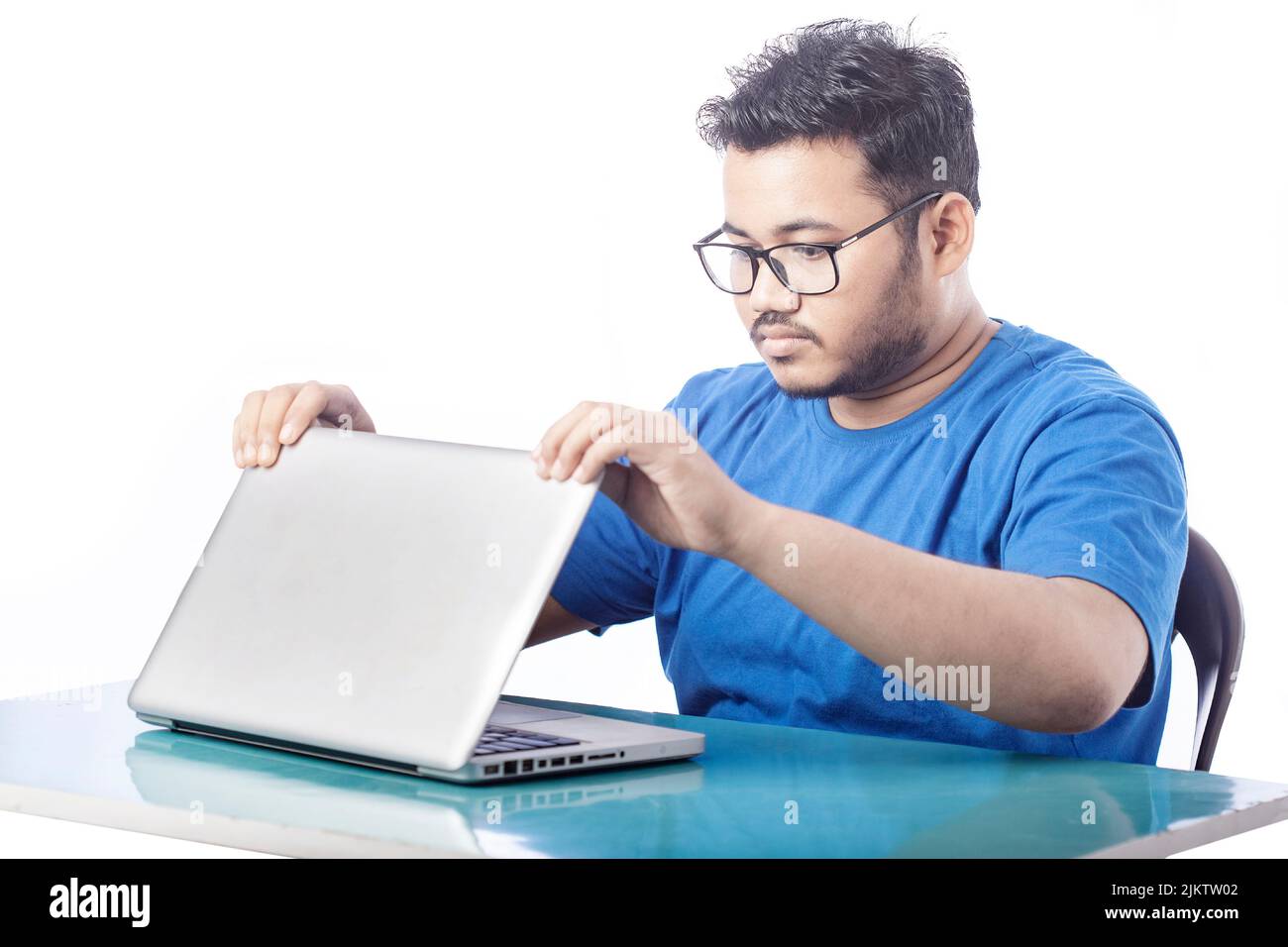 Opening laptop hi-res stock photography and images - Alamy