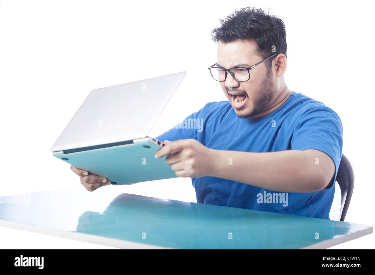 Computer man breaking hi-res stock photography and images - Alamy