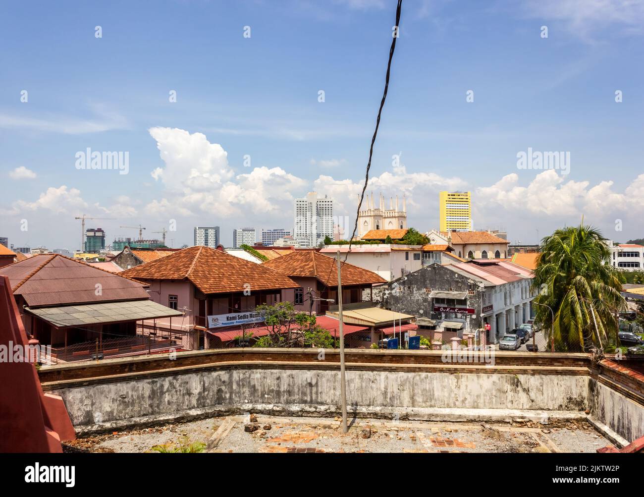 Melaka, Malaysia - October 2012: Aerial view of the vintage slate roof ...