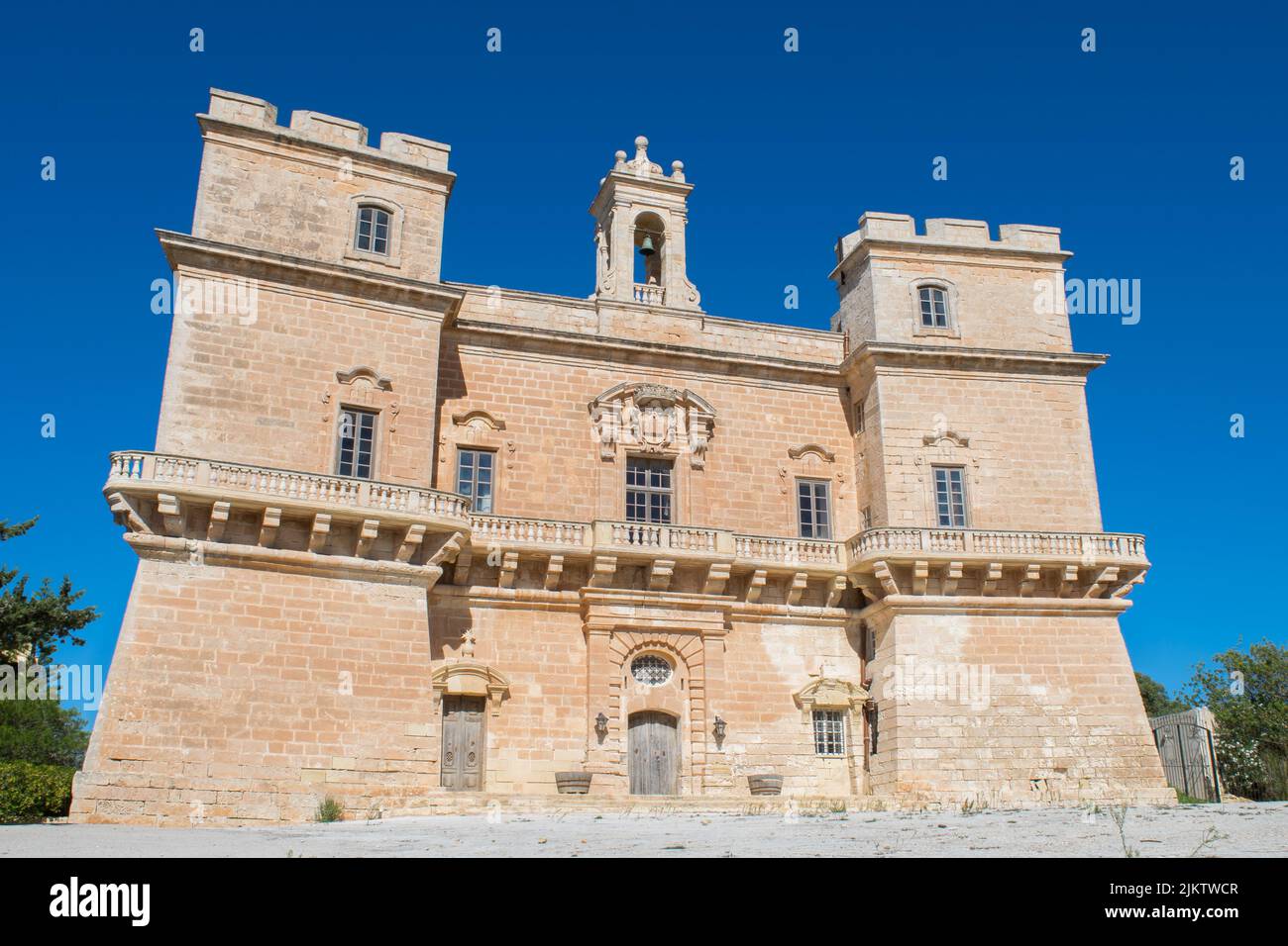 The facade of Selmun Palace or Selmun Tower, a villa built in baroque ...