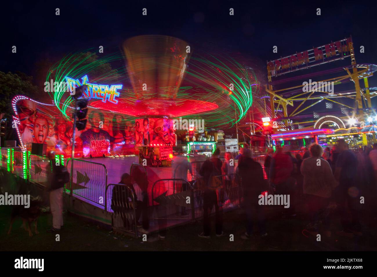 Light traces from the 'Extreme' fairground ride at Witney Feast ...