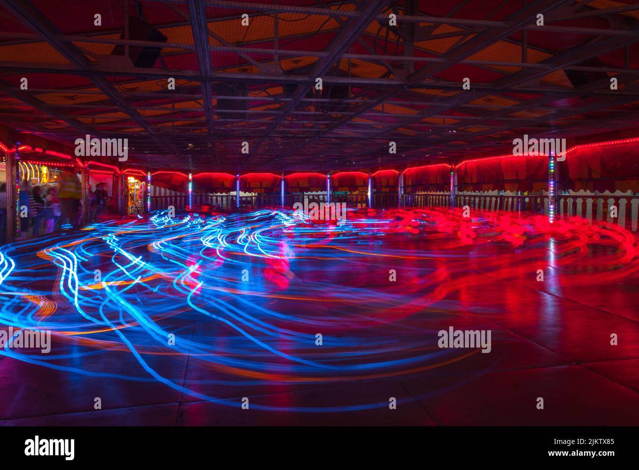 Light traces from the dodgems at St Giles Fair, Oxford. September 2014 ...