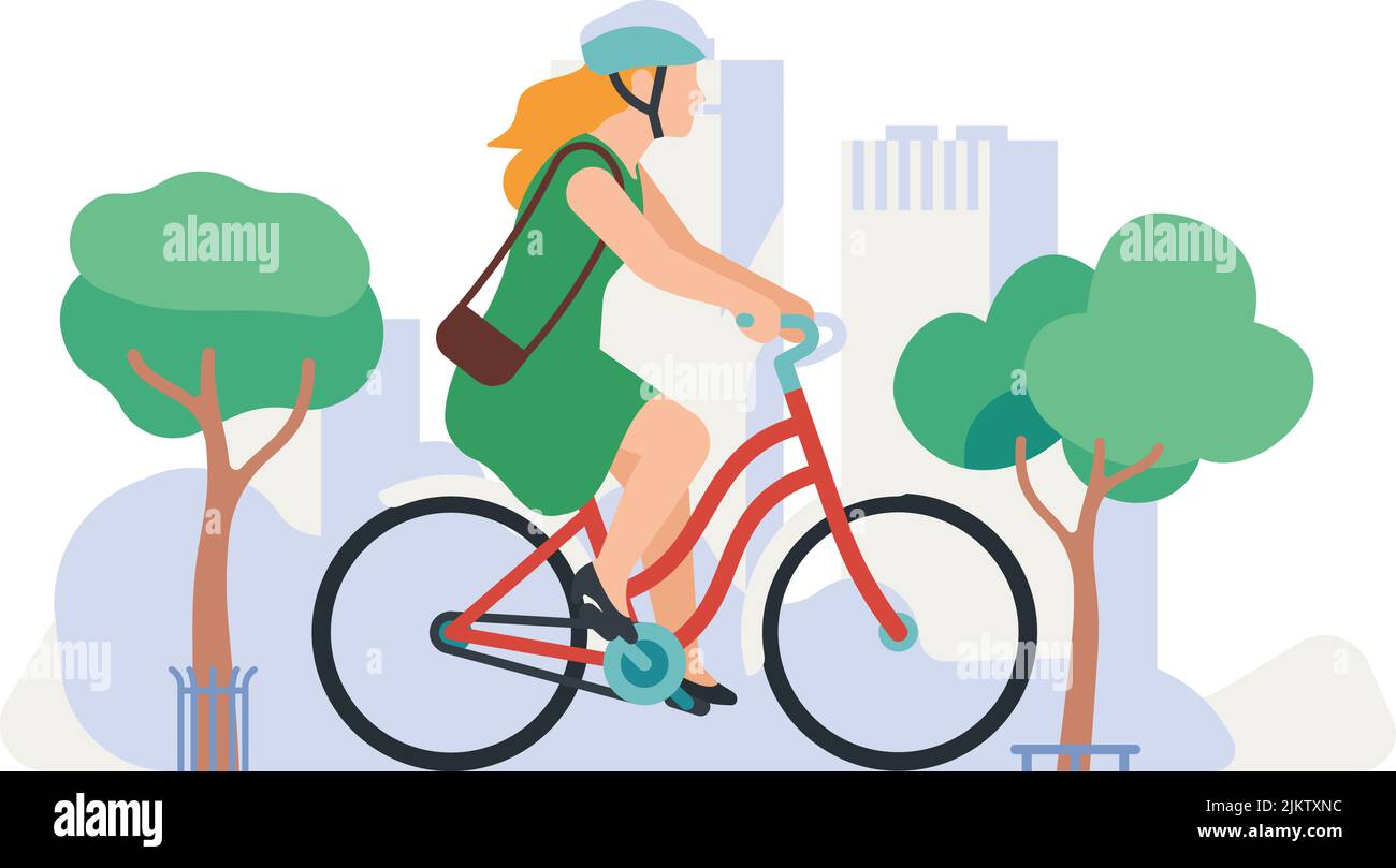 Girl bicycle on street Stock Vector Images - Alamy