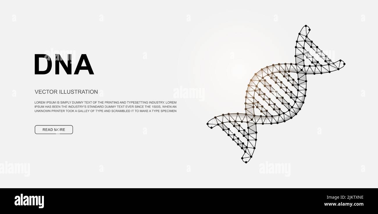 DNA spiral 3d low poly symbol for landing page template. Genetic design illustration. Polygonal ...