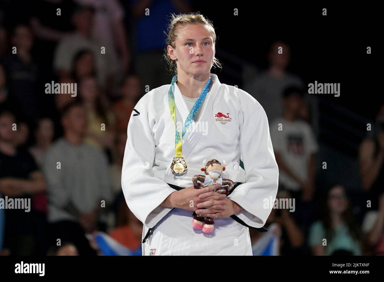 England’s Emma Reid with her Gold Medal after the Women’s 78kg Final at ...