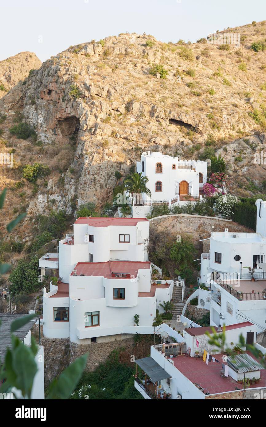 View of some houses on the mountain in Mojacar, Spain Stock Photo - Alamy