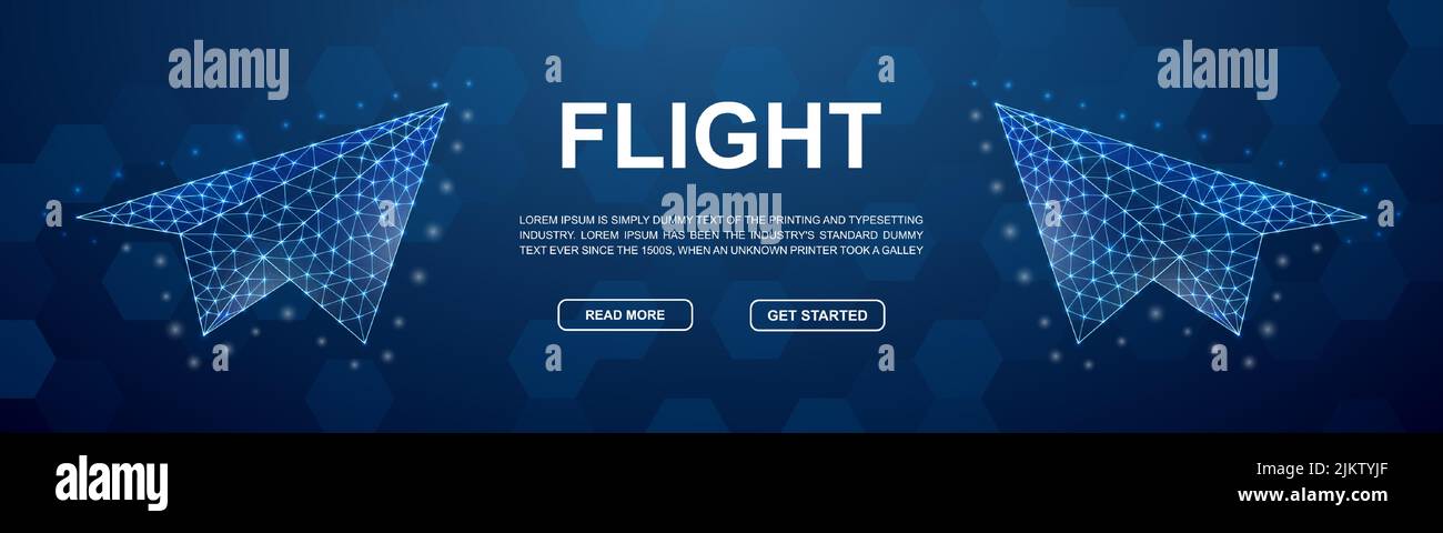 Paper airplane polygonal symbol for promotion banner. Horizontal low ...