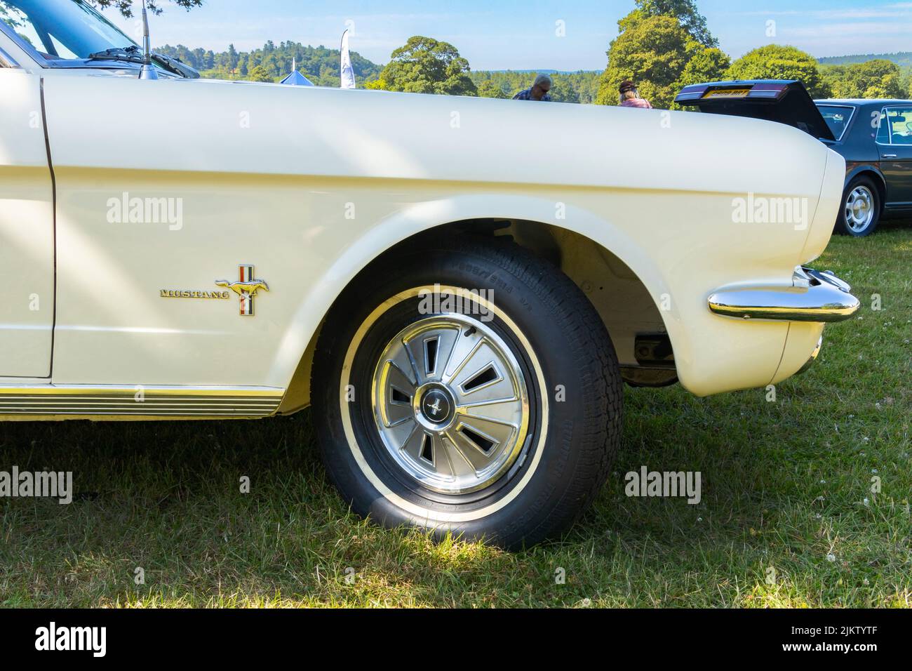 side view detail classic 1960s vintage cream Ford Mustang Stock Photo ...