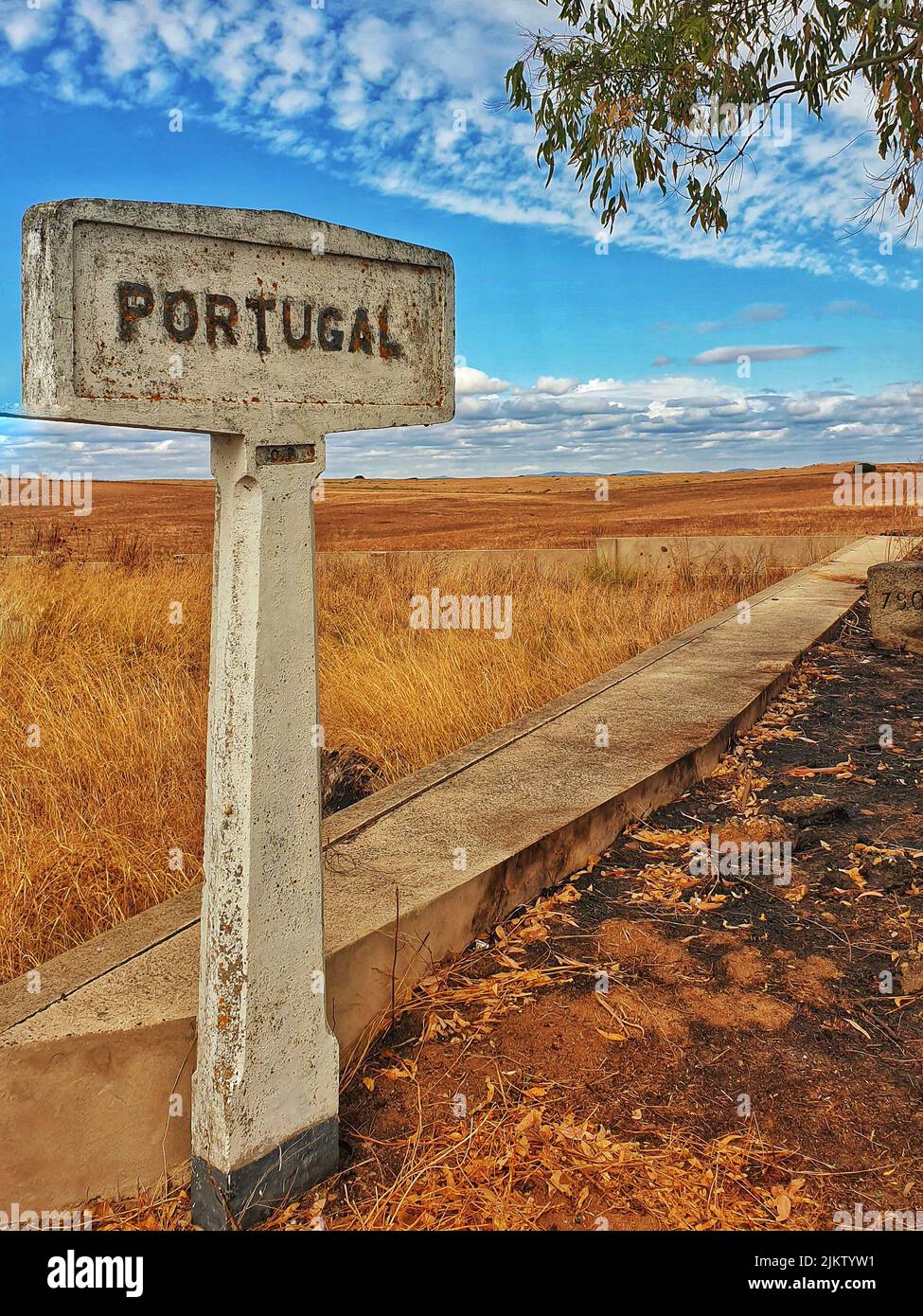 A Portugal and Spain old border sign Stock Photo - Alamy