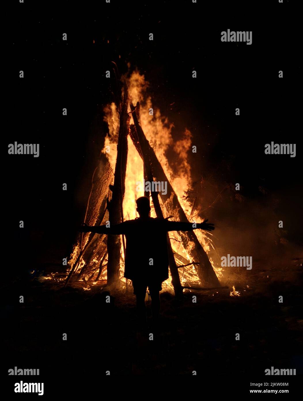 Silhouette man front fire hi-res stock photography and images - Alamy
