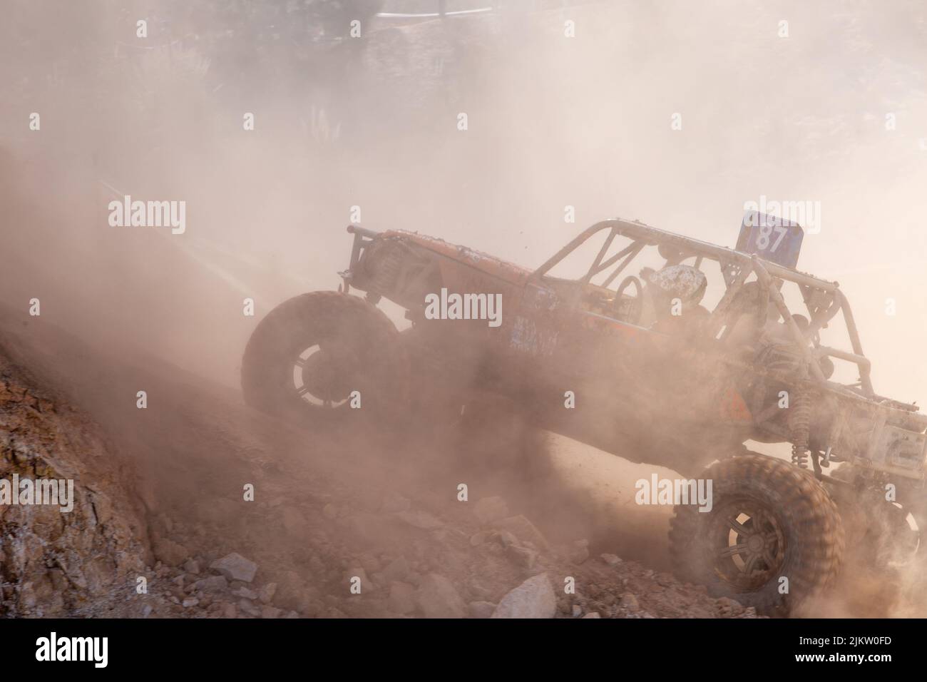 An Off-road racing car covered with mud during National All Terrain ...