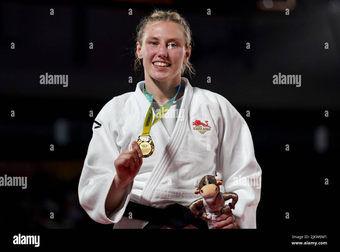 England’s Emma Reid with her Gold Medal after the Women’s 78kg Final at ...