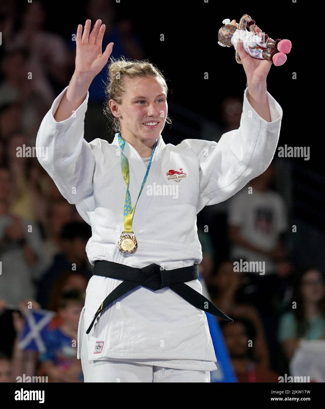 England’s Emma Reid with her Gold Medal after the Women’s 78kg Final at ...