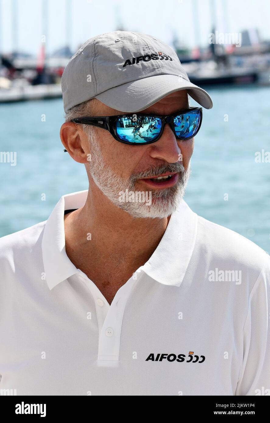 King Felipe VI of Spain finishes the third day of regattas of the Copa ...