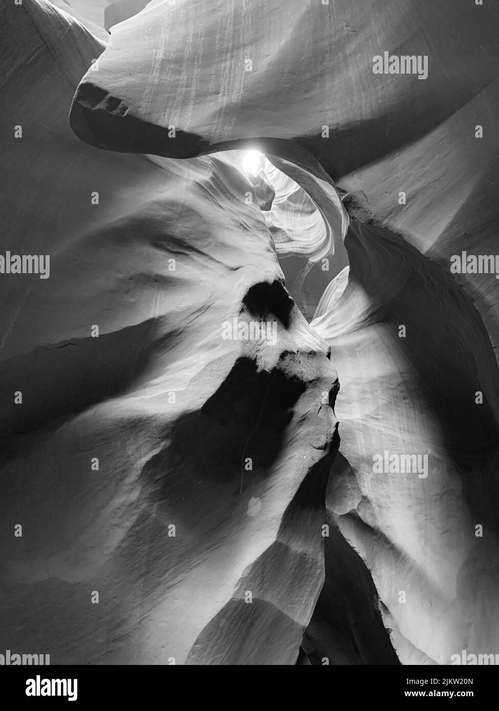 A grayscale vertical top shot of the sand dunes of the Lower Antelope ...