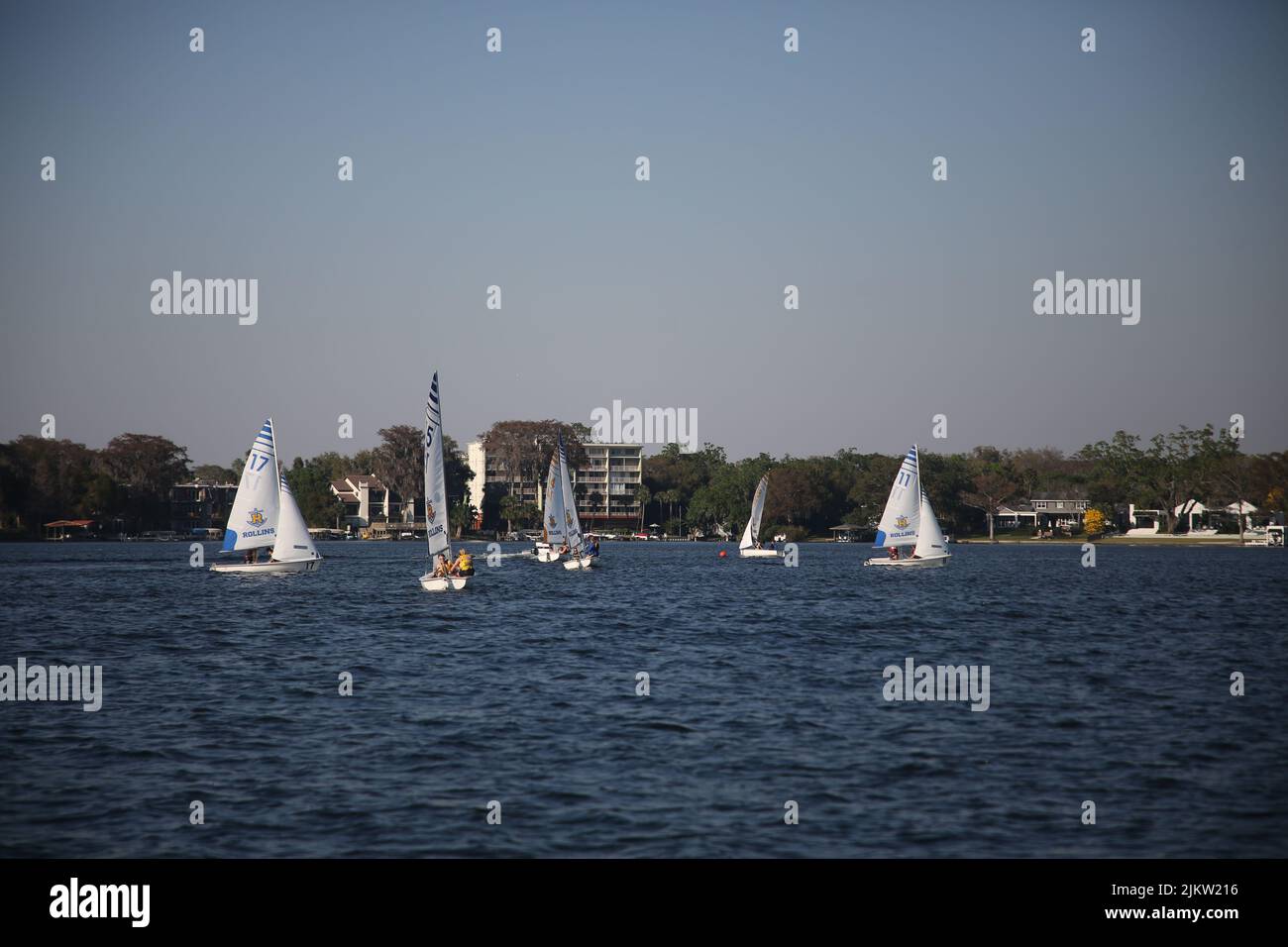 The sailboats floating in a lake in Winter Park, Florida, United States ...