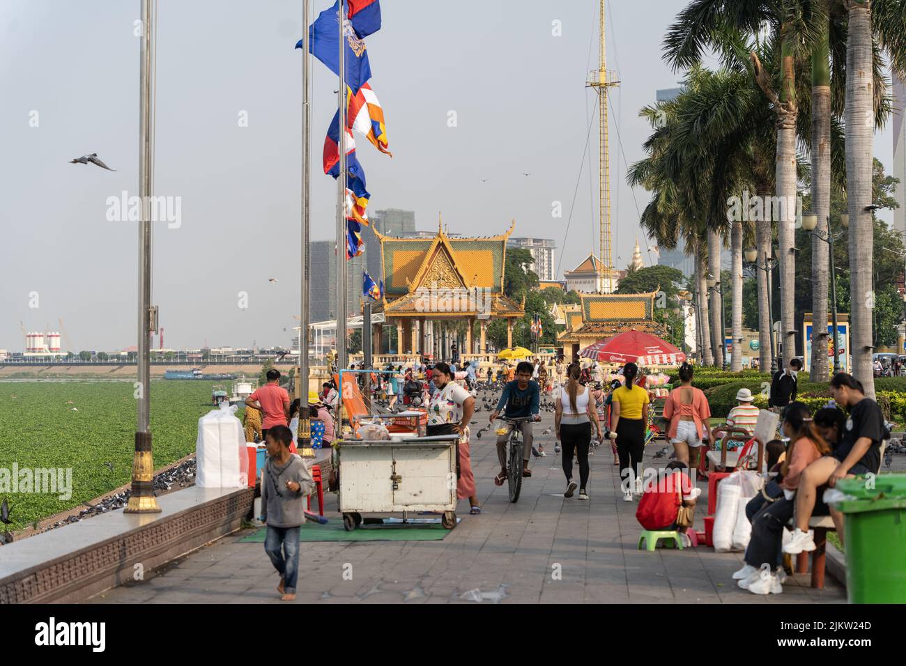 The people walking on the riverside in Cambodia Stock Photo - Alamy