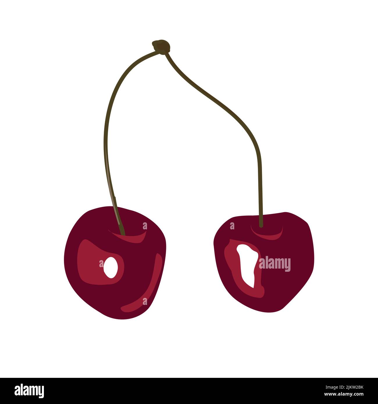Fresh cartoon red pair cherries. Icon or logo emblem isolated on white ...