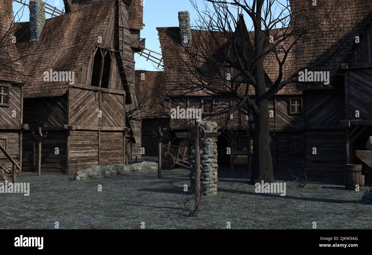 Gothic medieval village Stock Photo - Alamy