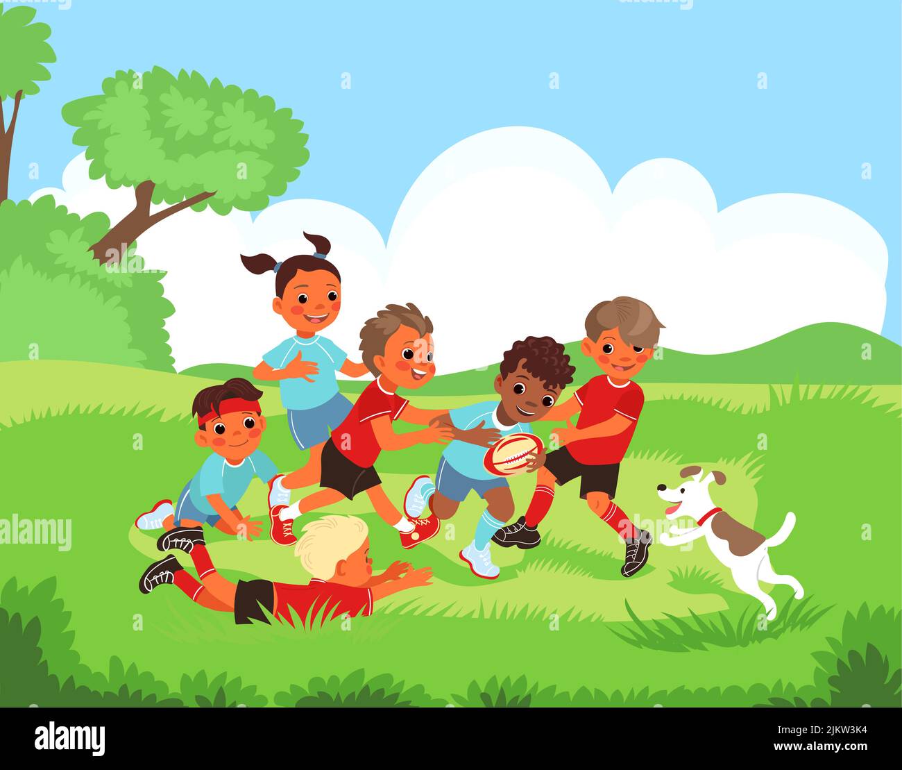 Kids playing rugby hi-res stock photography and images - Alamy