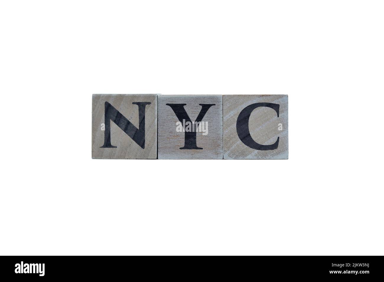 Wooden cubes showing the letters "NYC" standing for New York City on ...