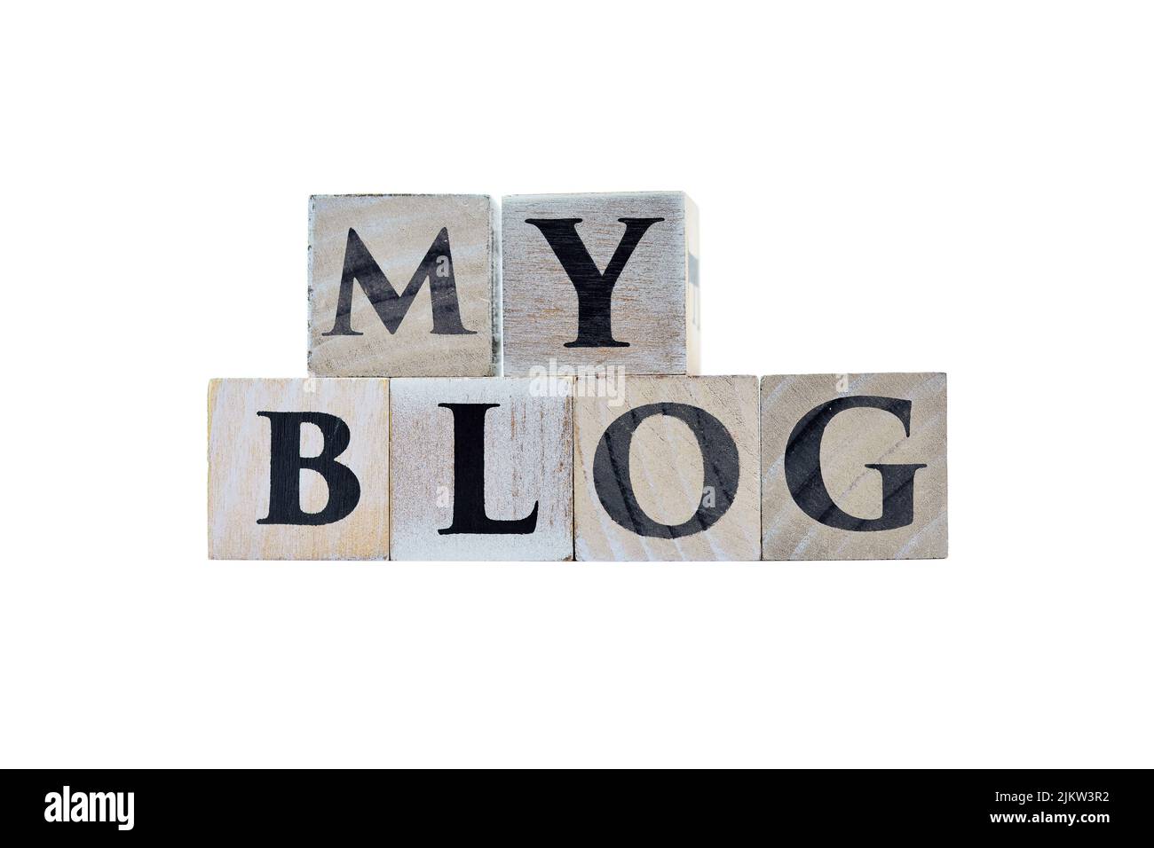 Wooden cubes showing the phrase My Blog on white background, for ...