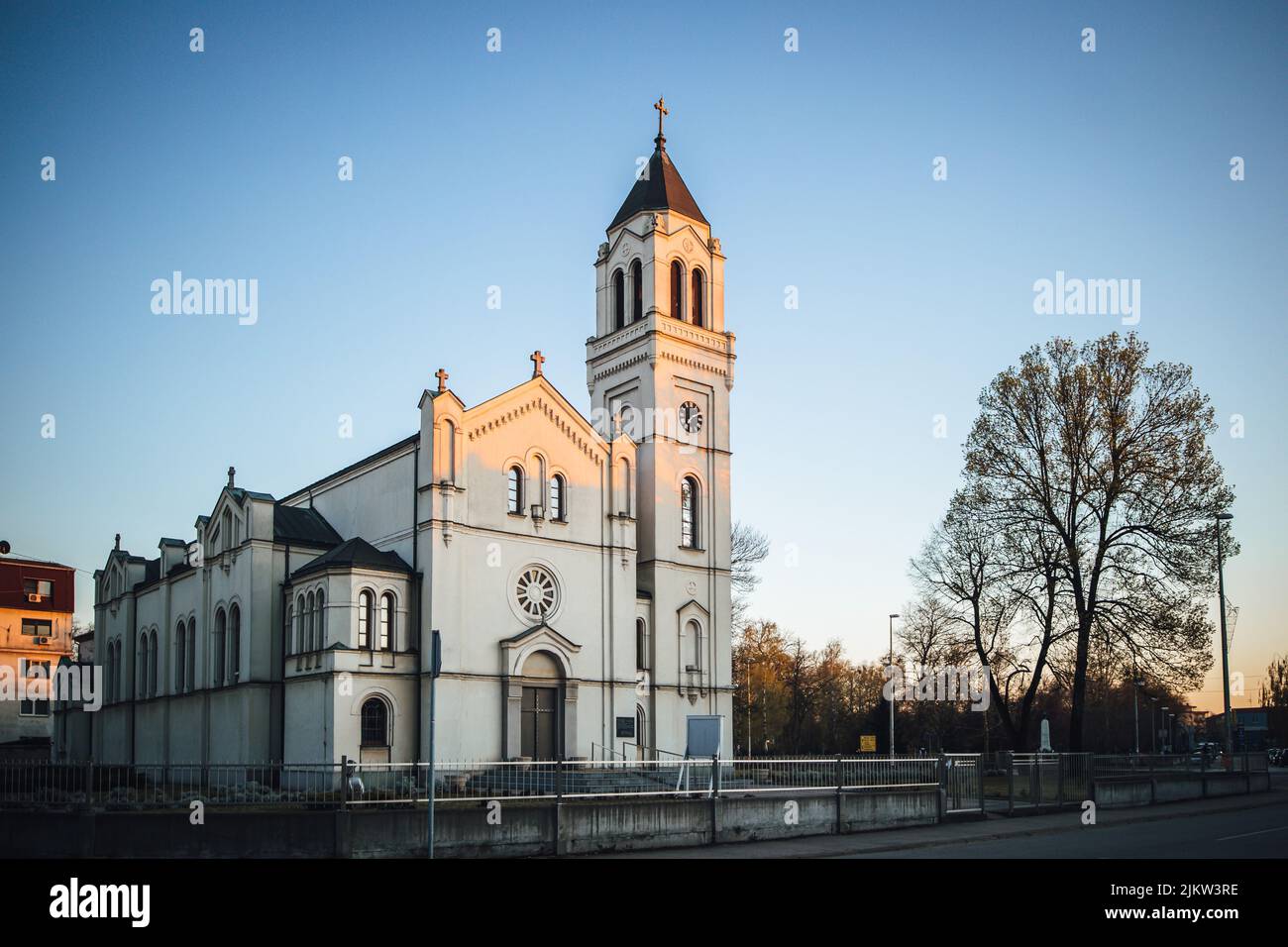A beautiful shot of the Exterior design of catholic church in Brcko ...