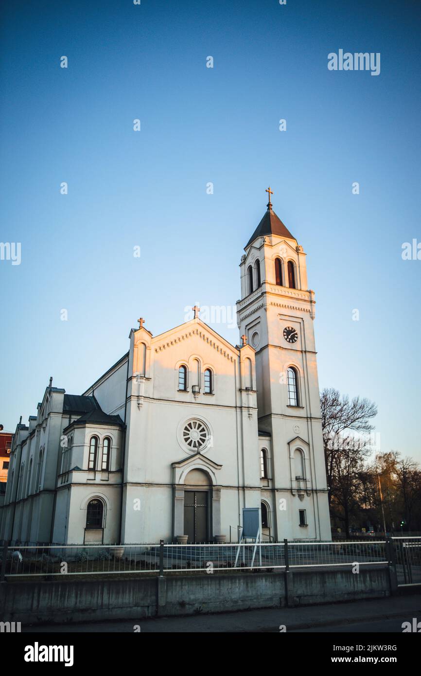 A beautiful shot of the Exterior design of catholic church in Brcko ...
