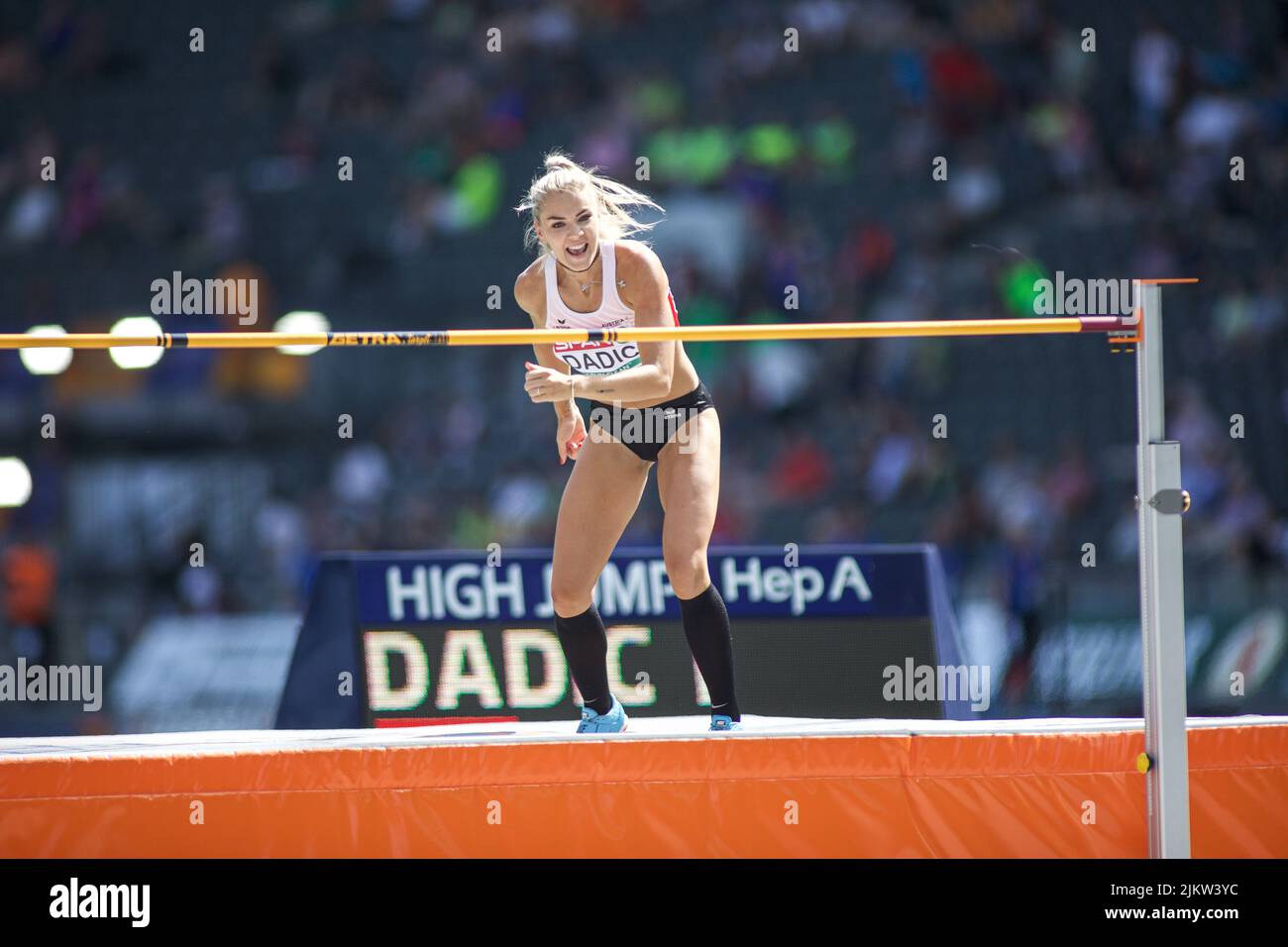 Ivona Dadic participating in the high jump at the European Athletics ...