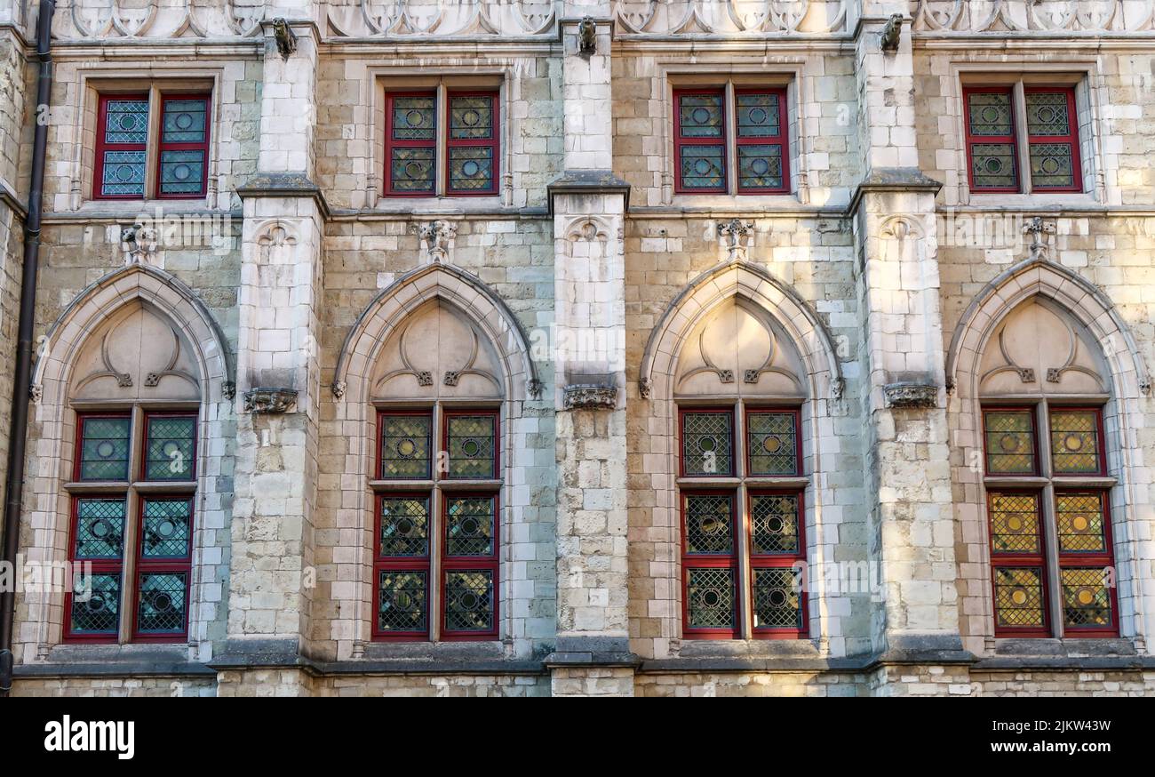 Close up of windows architecture in Gent, Belgium Stock Photo - Alamy