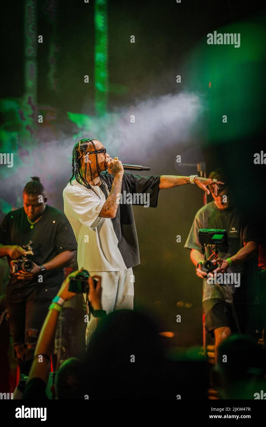 A famous American rapper Tyga performing at the festival in Dubai ...